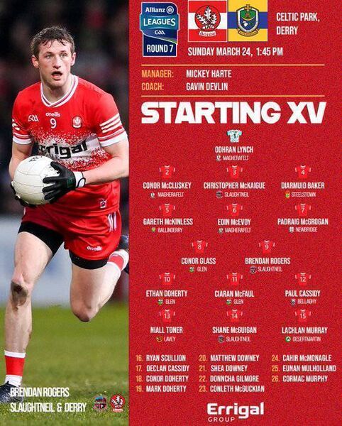 Harte names strong Derry side for visit of Roscommon - GAA - Roscommon ...